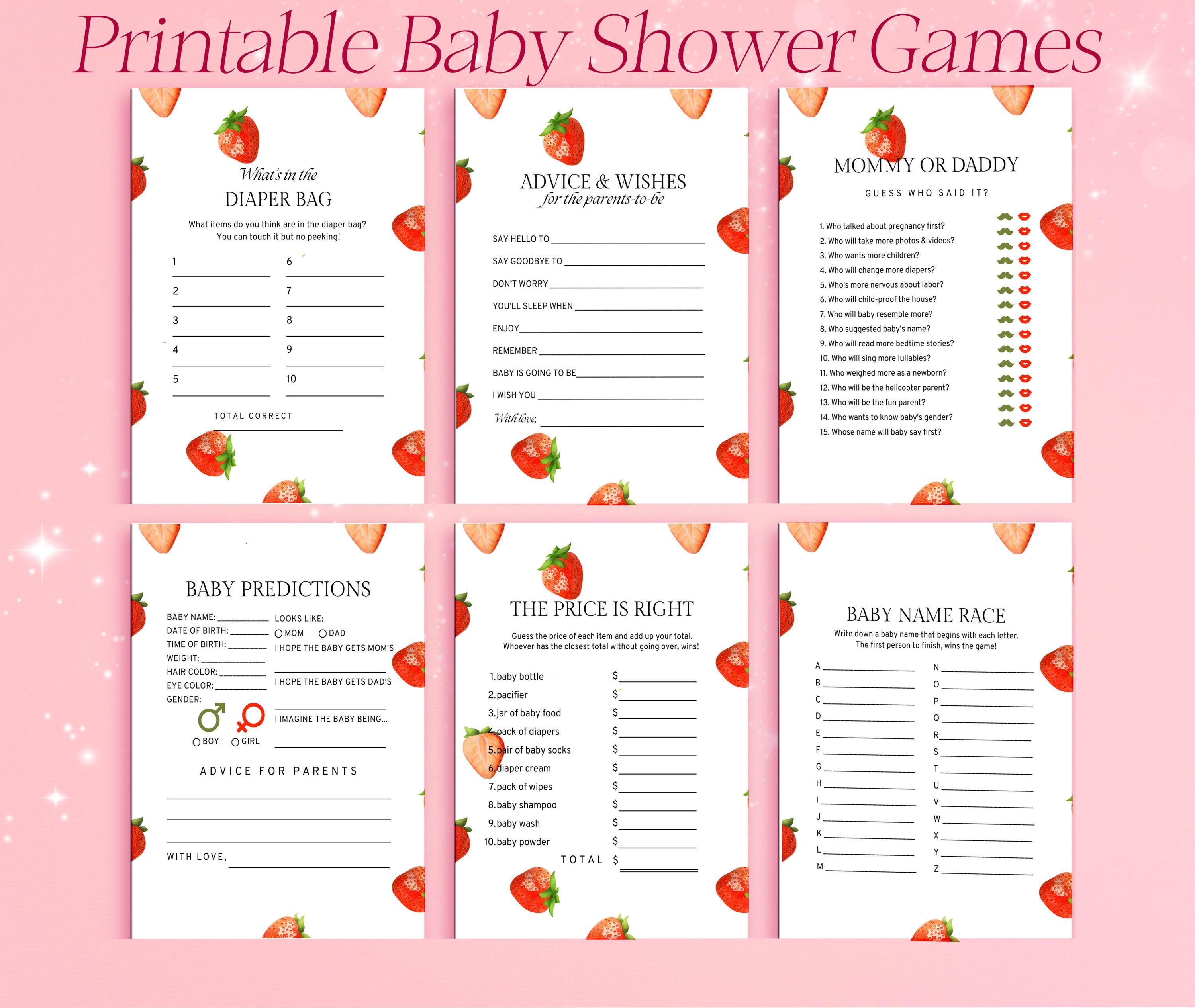 7 Strawberry Baby Shower Games | Berry-themed Printable Games Set | Fun ...