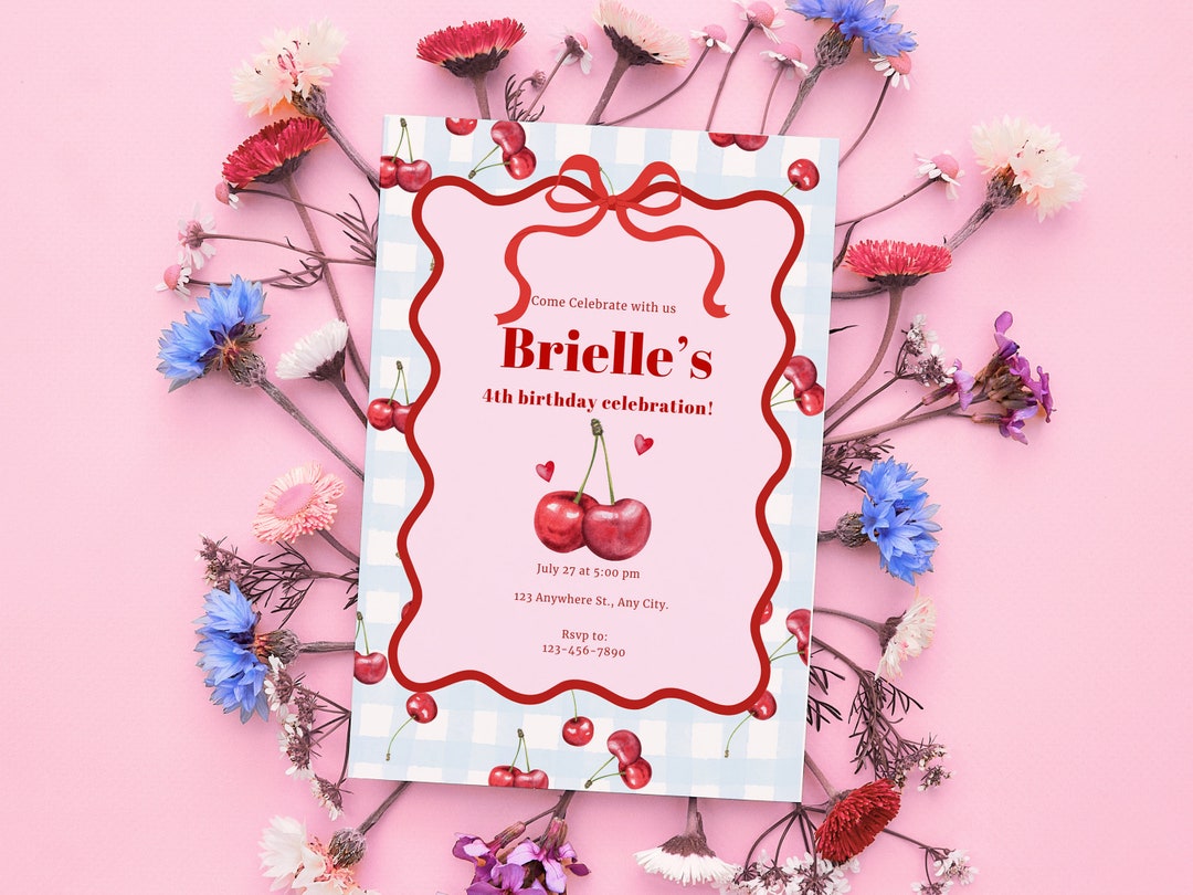 Cherry Birthday Invitation | Cherry on Top Invitees - Etsy