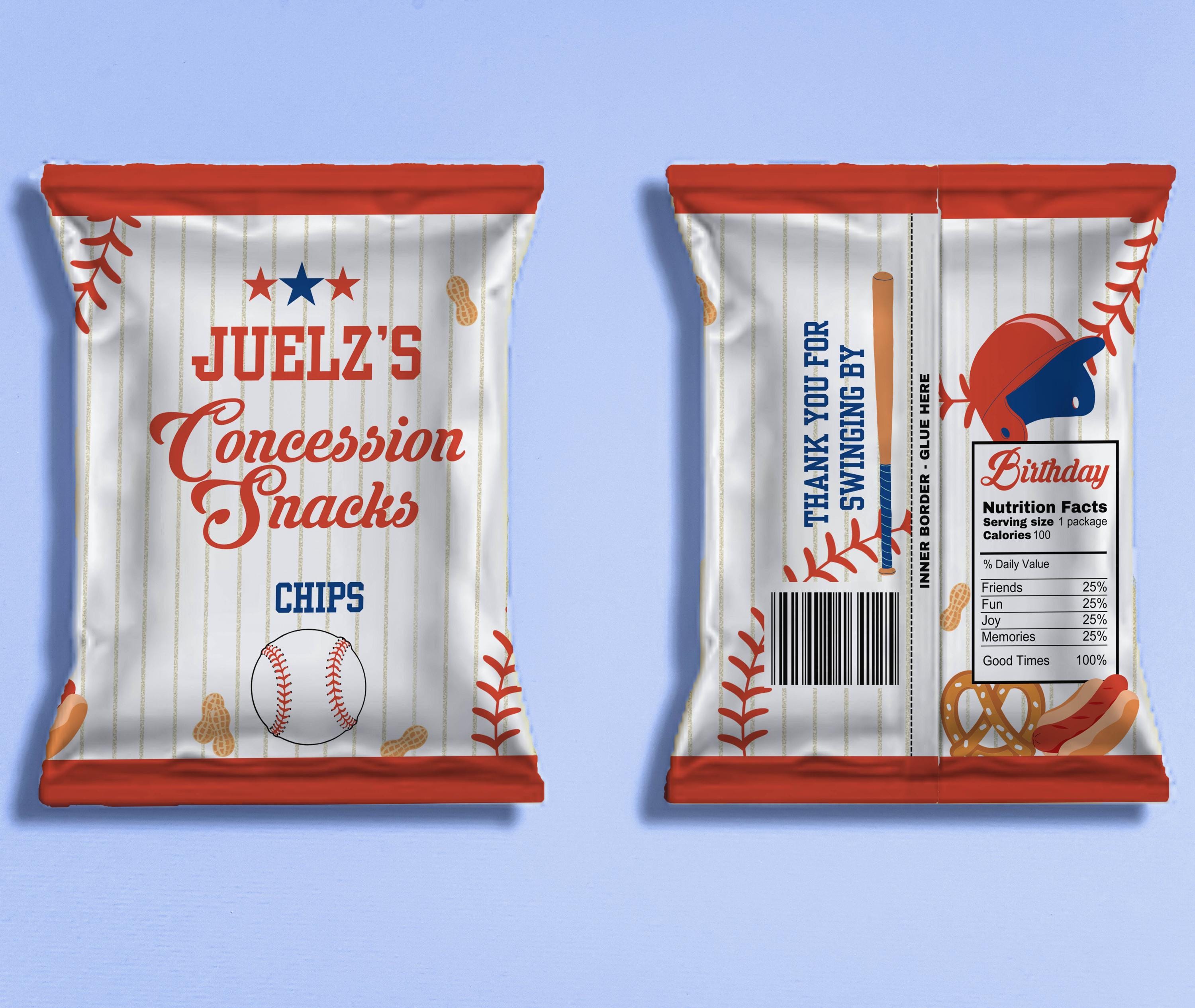 Baseball Chip Bags Digital Template | Sports Party Favor | Baseball ...
