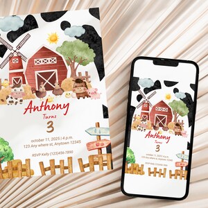Farm Birthday Invitation, Barn House Birthday Invite - Etsy