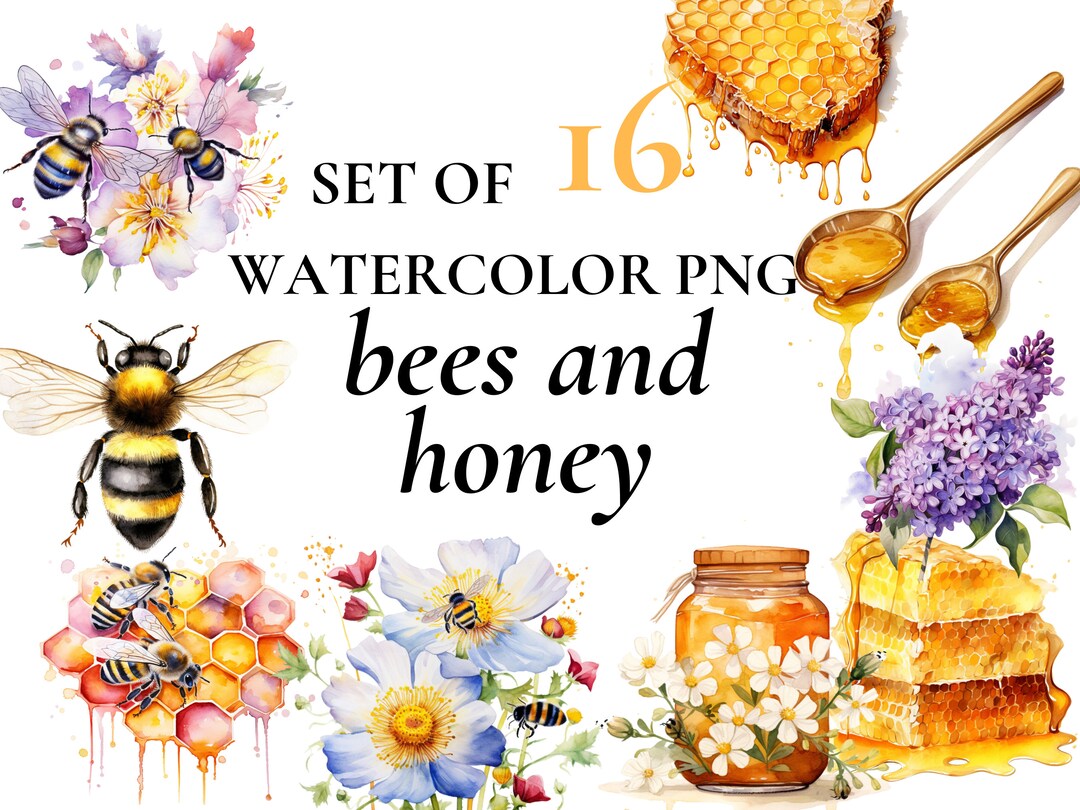 16 Bee Png | Watercolor Honey Clipart| Bee Clipart - Etsy