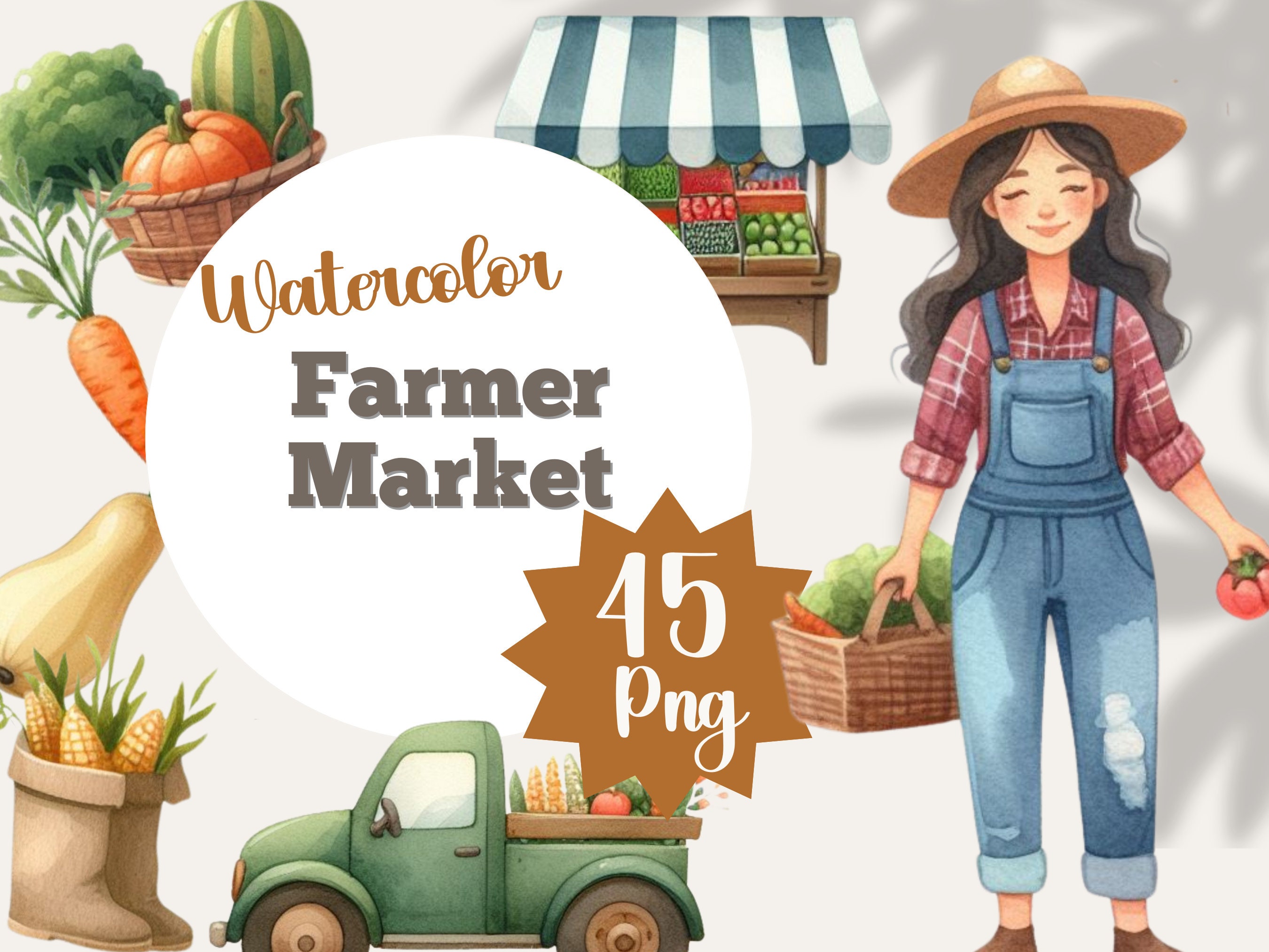 45 Farmers Market Clipart, Local Grown Veggie Clipart - Etsy