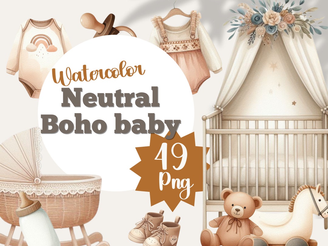 Boho Neutral Nursery Clipart | Boho Baby Shower Onesies Clipart - Etsy