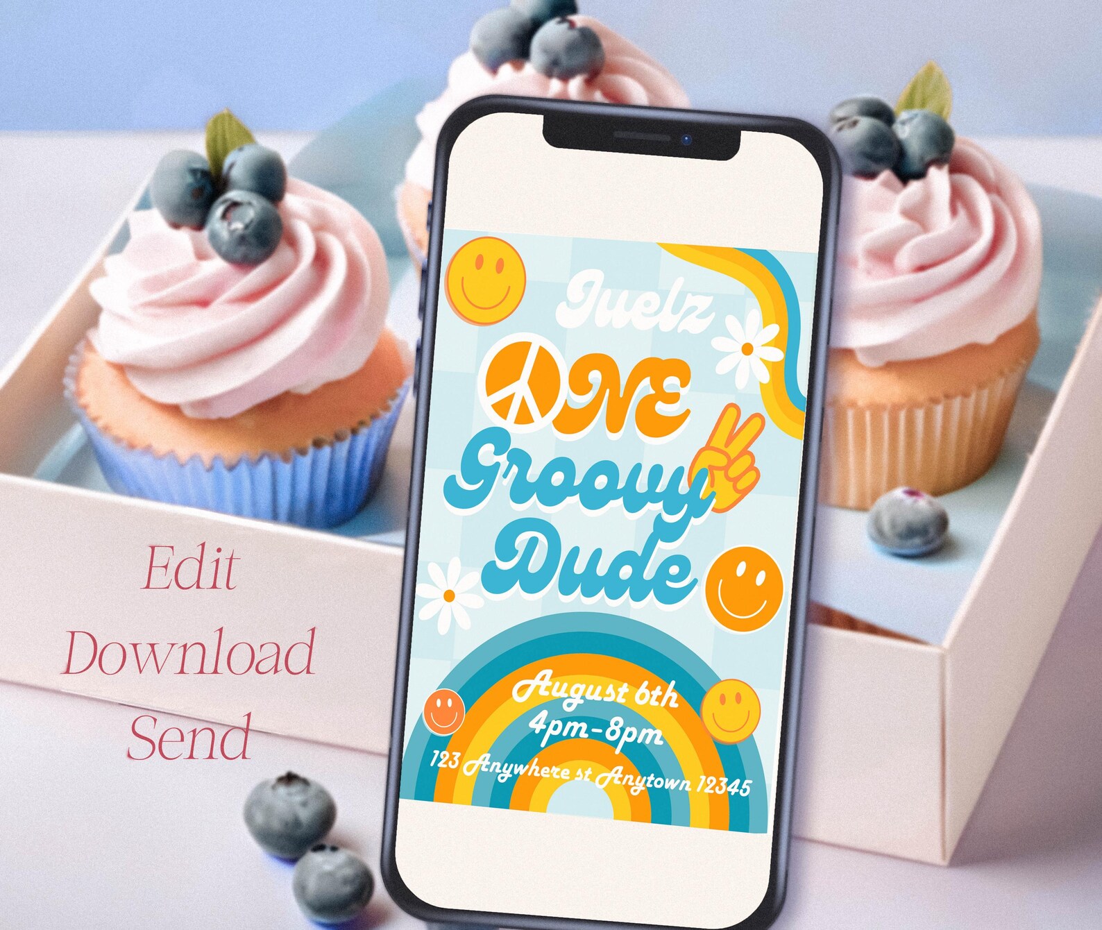 One Groovy Dude Birthday Invitation - Etsy