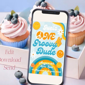 One Groovy Dude Birthday Invitation - Etsy