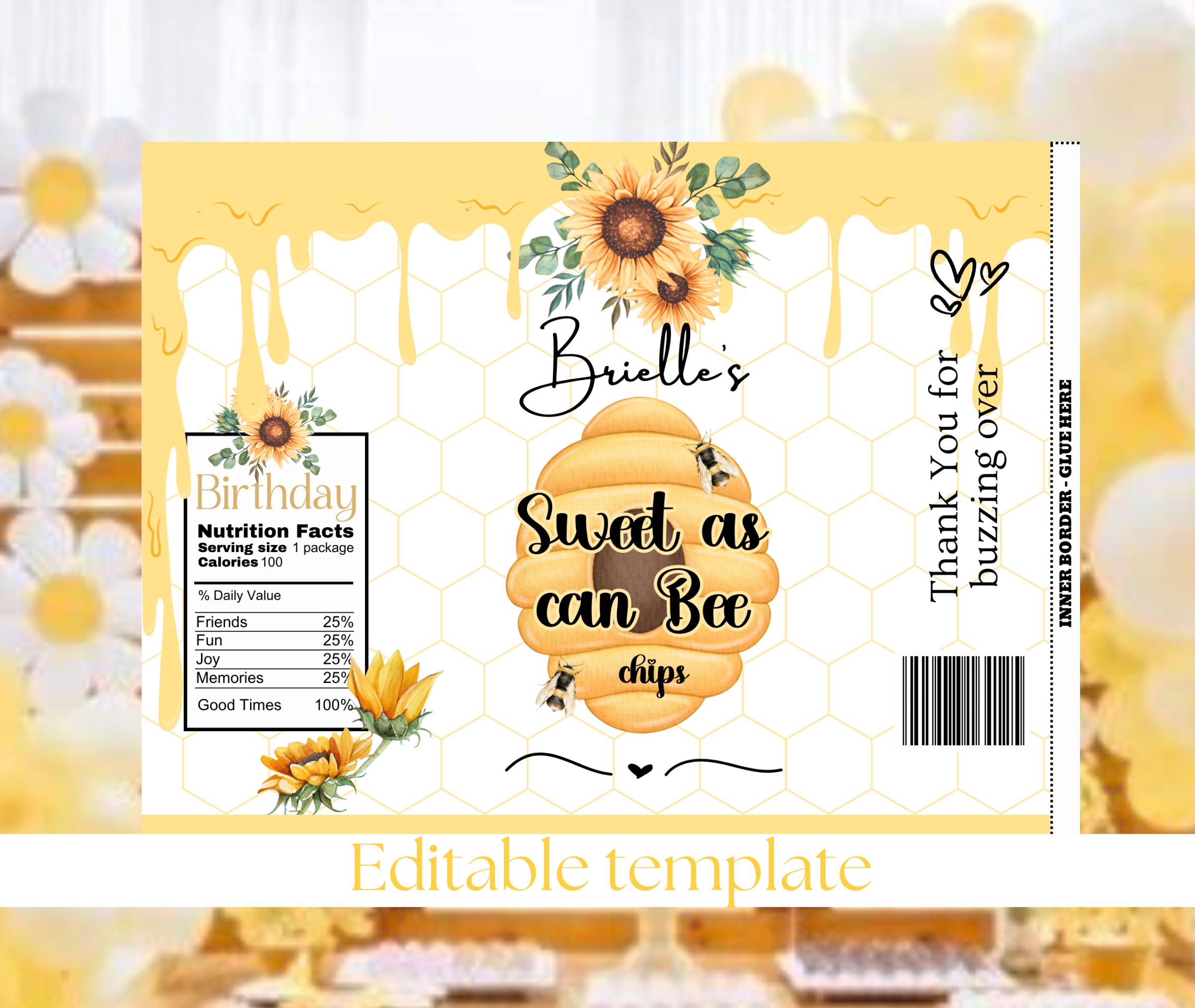 Bee Chip Bags Digital Template | Bee Party Favor | Bee-themed Chip ...