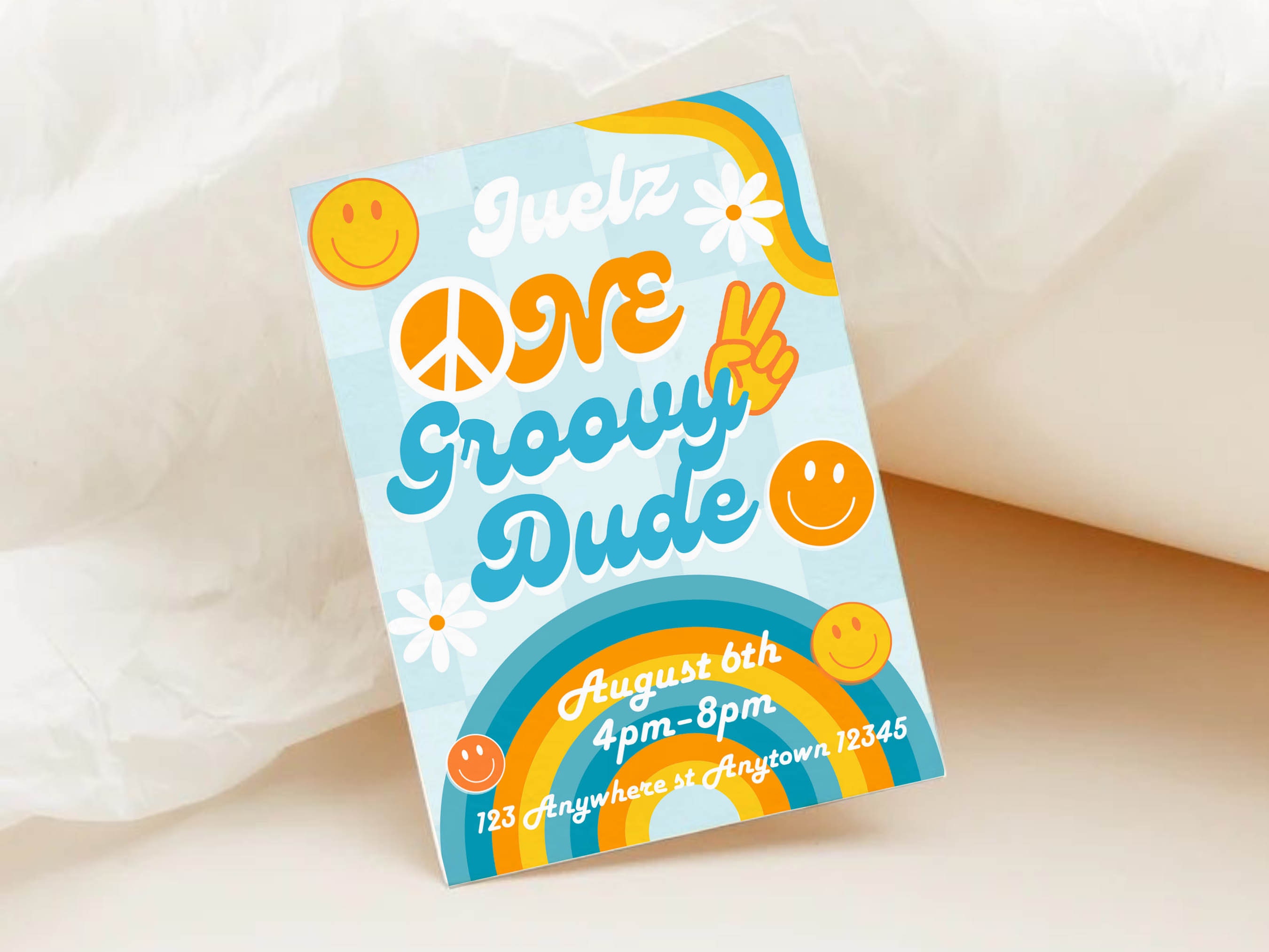 One Groovy Dude Birthday Invitation - Etsy