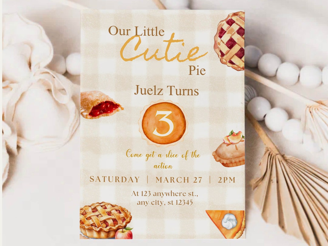 Cutie Pie Birthday Invitation - Etsy