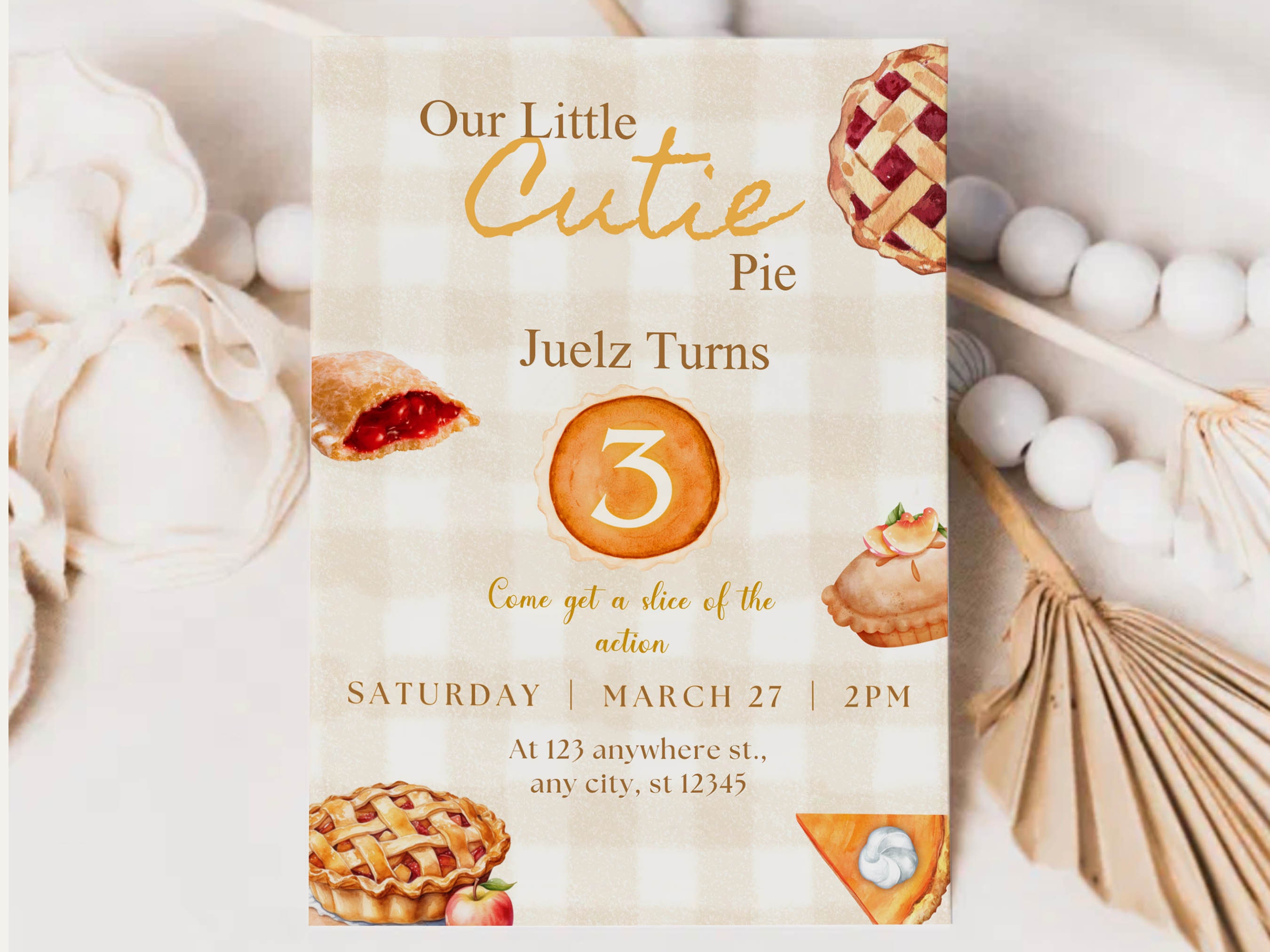 Cutie Pie Birthday Invitation - Etsy