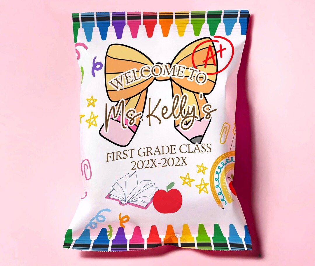Back to School Teacher Gift Chip Bag Template | Editable Printable ...