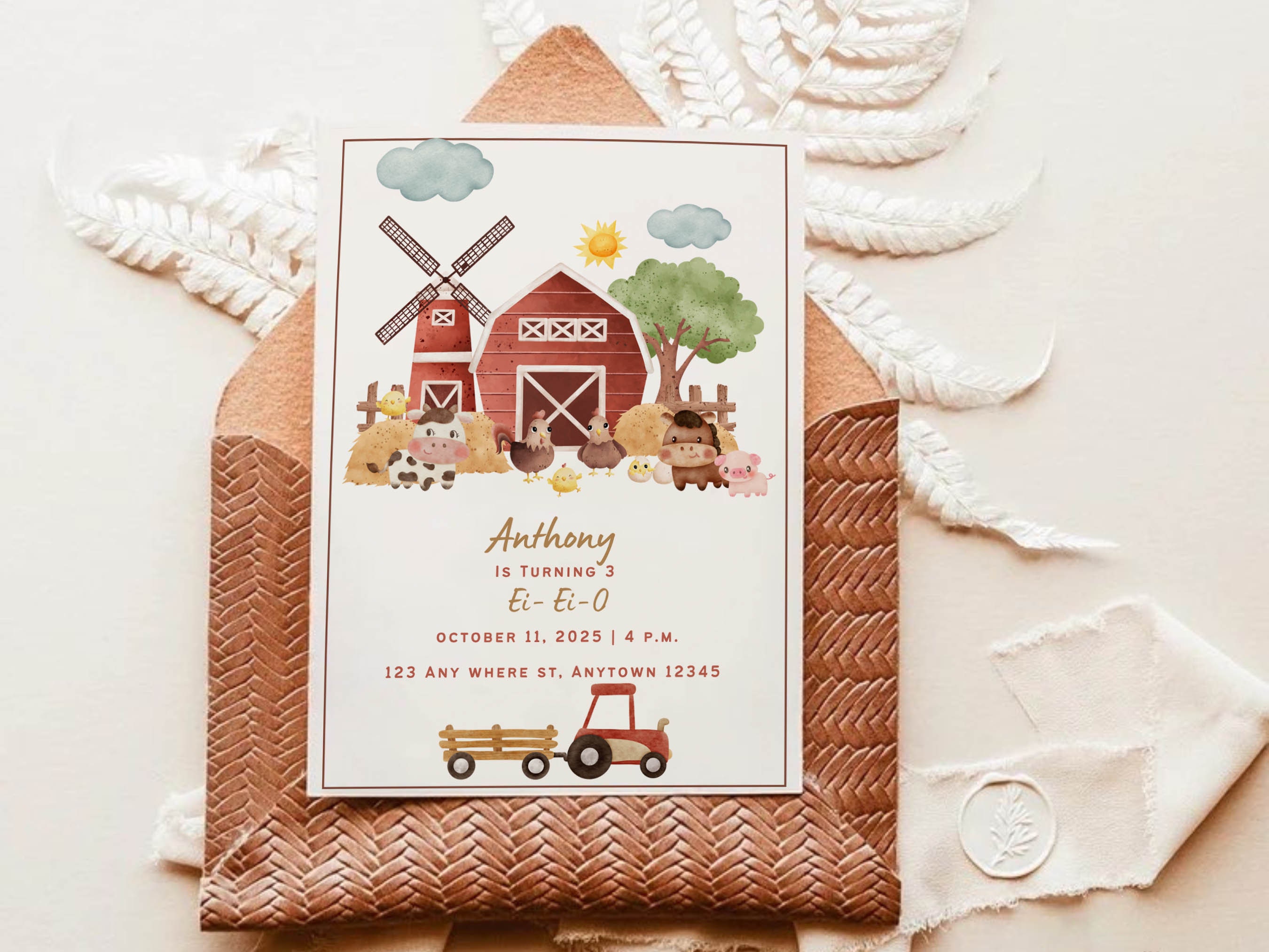 Farm Birthday Invitation, Barn House Birthday Invite - Etsy