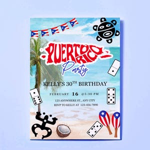 Puerto Rican Birthday Invitation | Editable Puerto Rico Flag Party ...