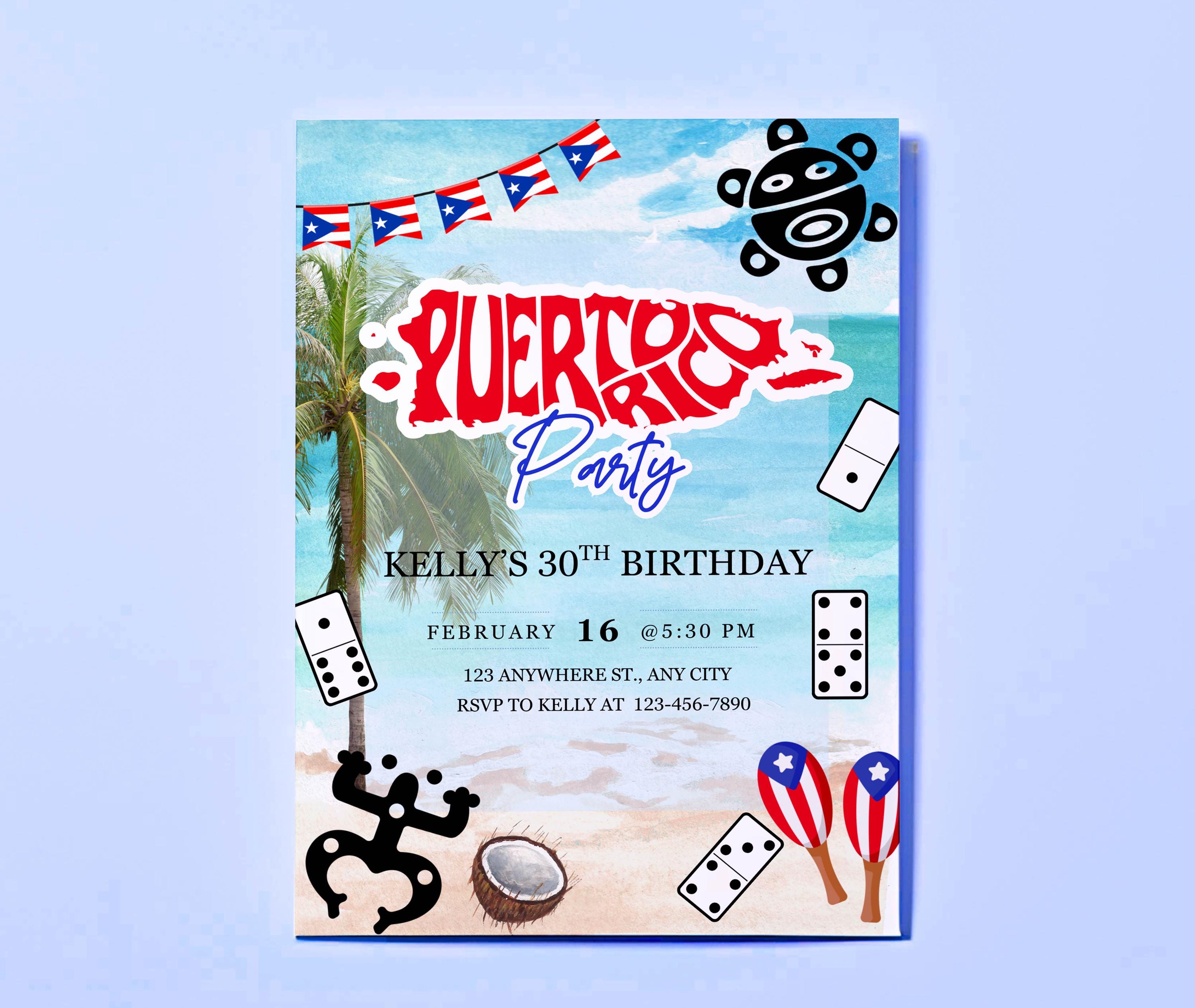 Puerto Rican Birthday Invitation | Editable Puerto Rico Flag Party ...