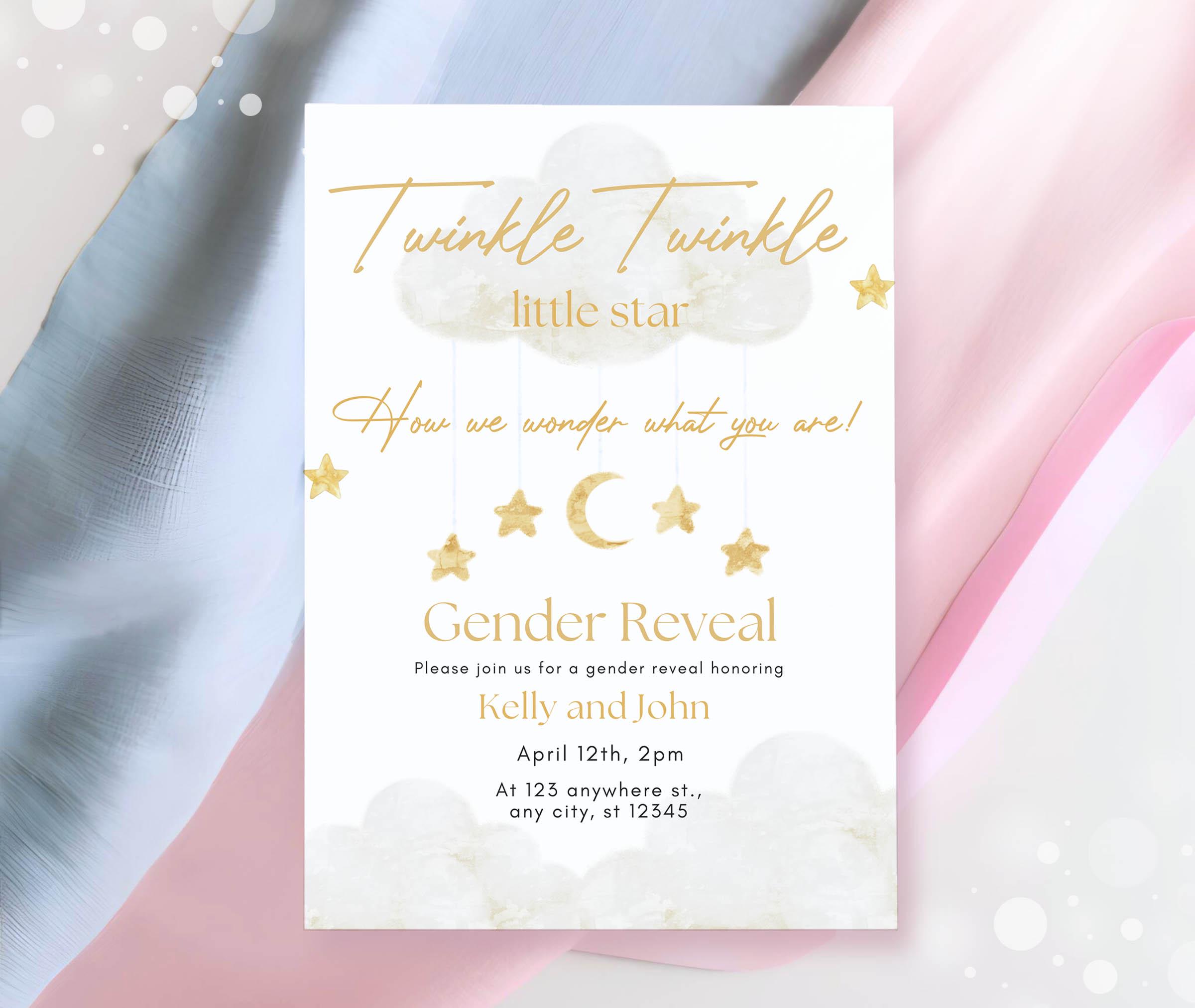 Twinkle Twinkle Little Star How We Wonder What You Are Gender Reveal ...