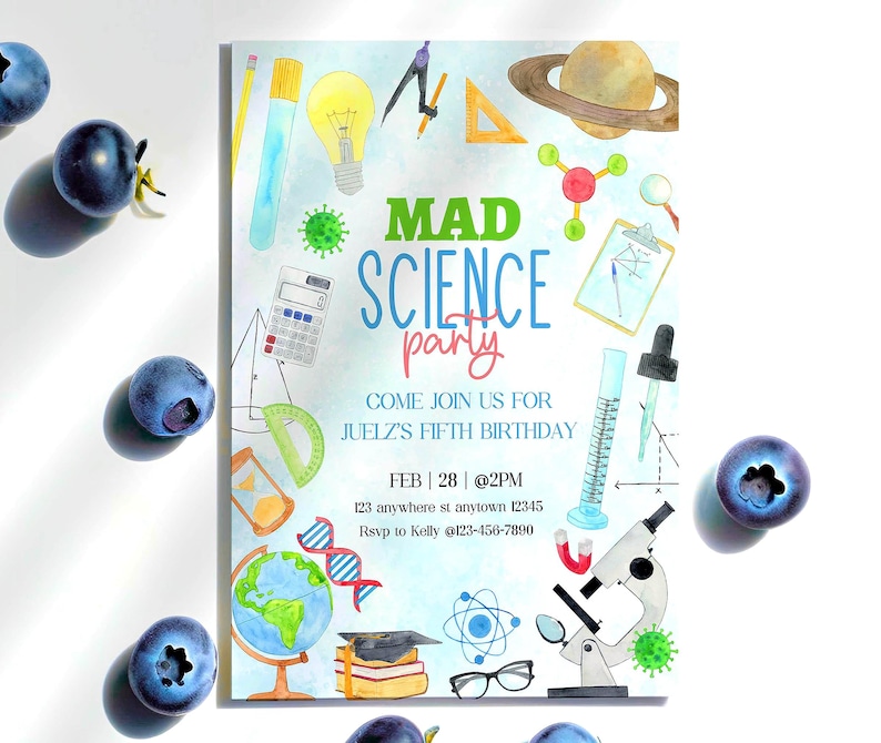 Science-themed Birthday Invitation | Editable STEM Party Invite for ...