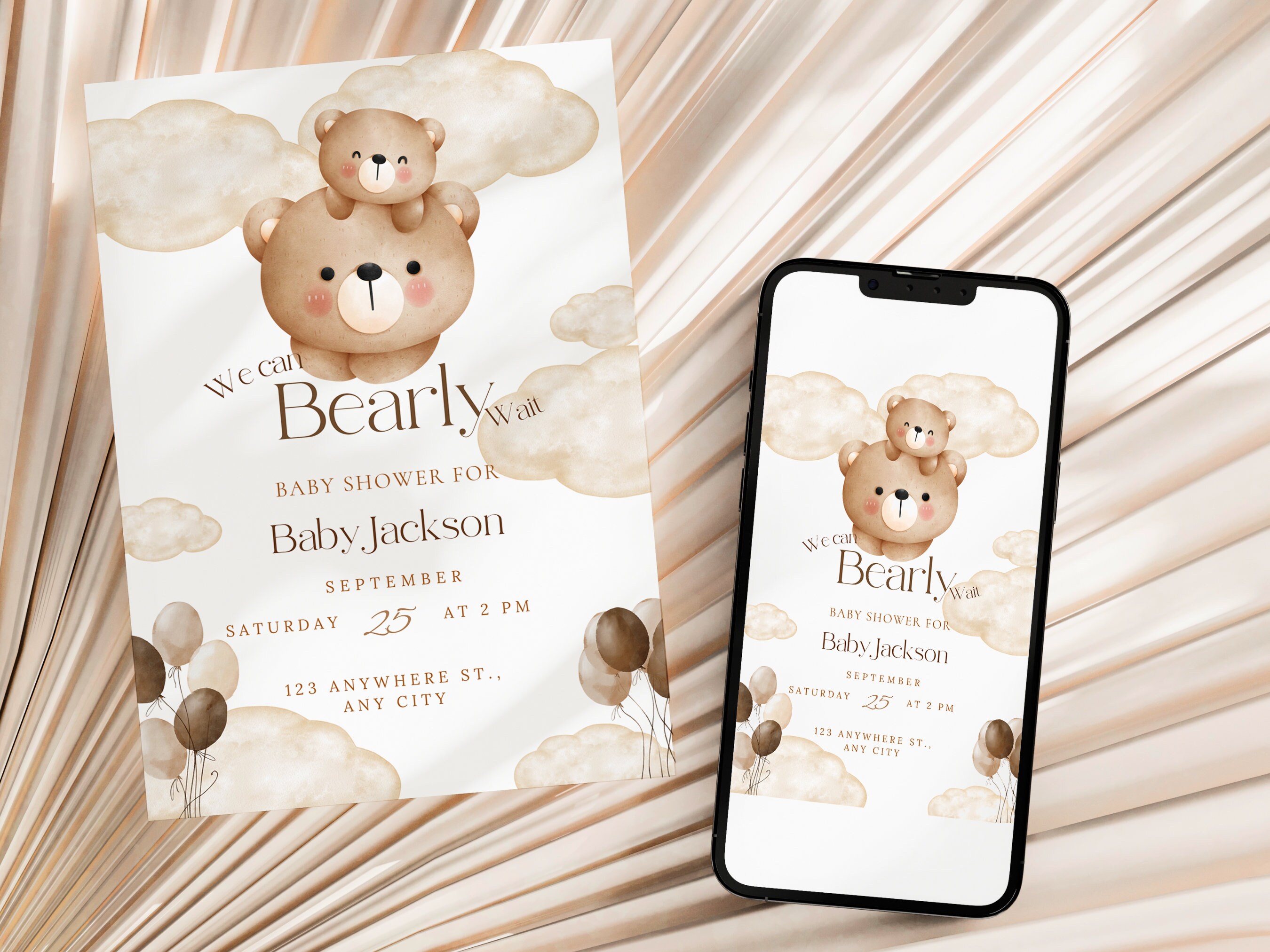 Bearly Wait Invitation Teddy Bear Baby Shower Boho Baby Boy Shower ...