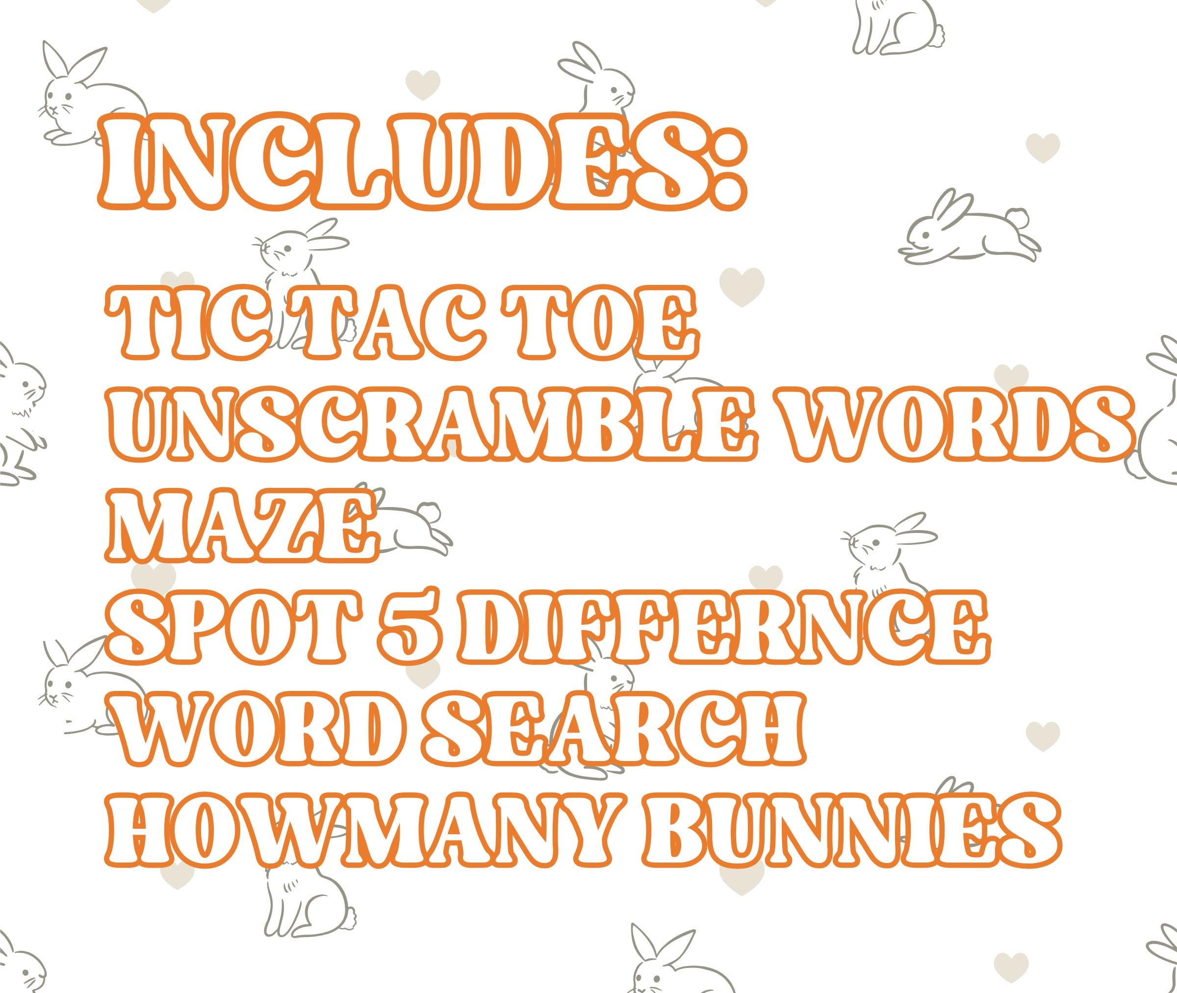 Rabbit Activity Sheet Printable, Kids Bunny Game Page, Bunny Maze, Word ...