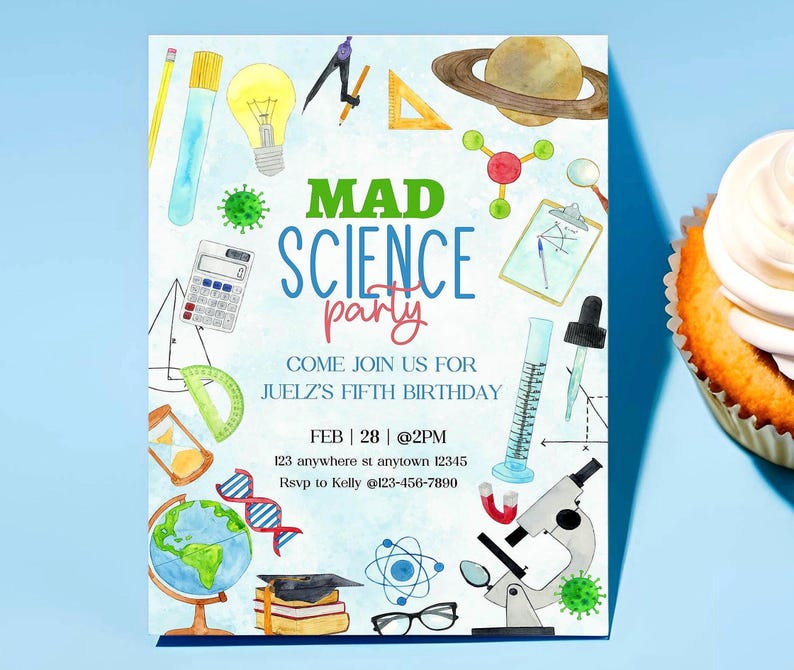 Science-themed Birthday Invitation | Editable STEM Party Invite for ...