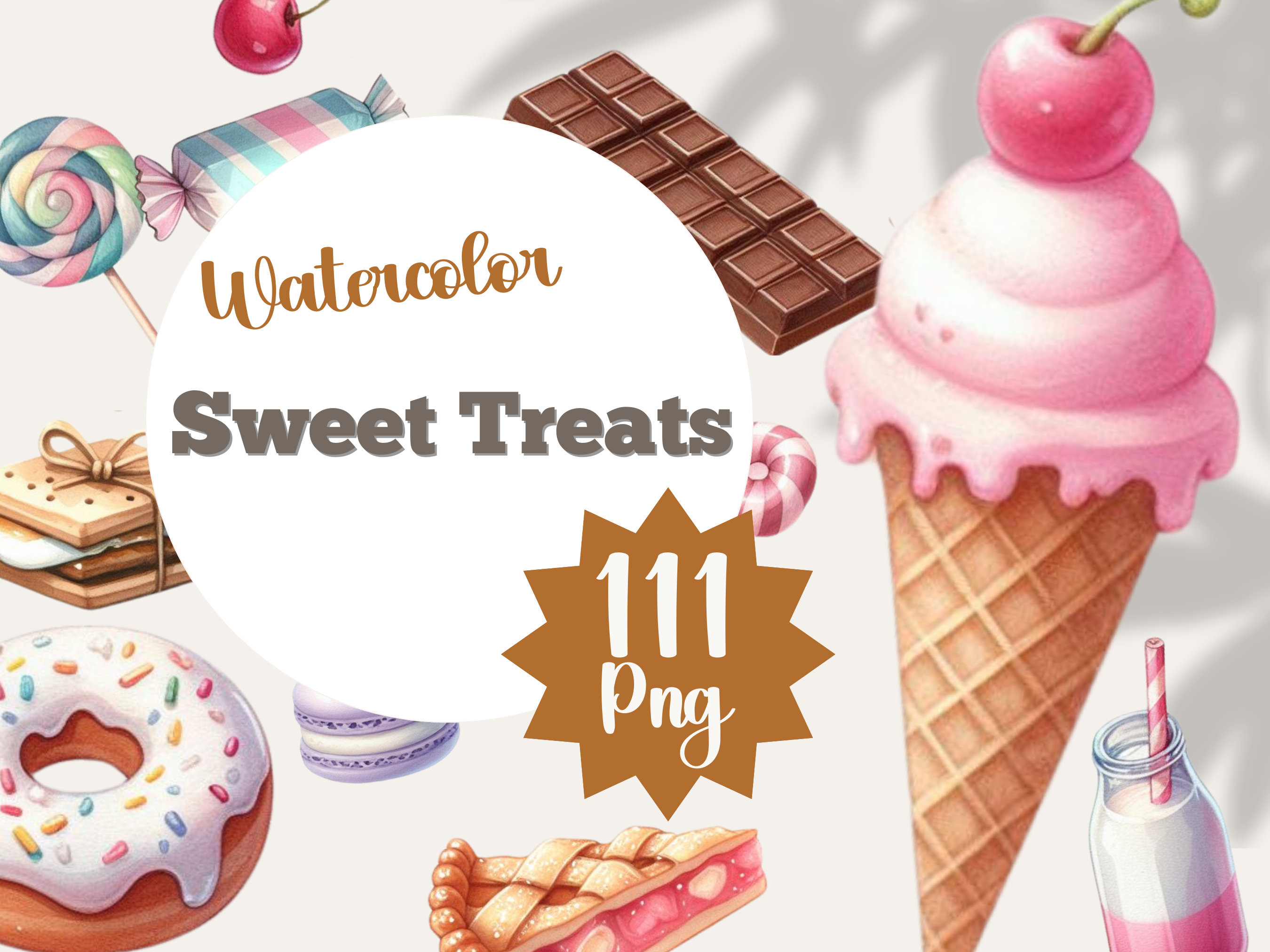 111 Sweet Treats Watercolor Png Clipart - Etsy