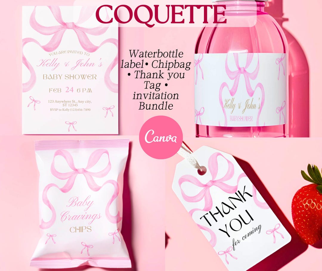 Coquette Baby Shower Editable Bundle | Coquette Chip Bag, Coquette ...
