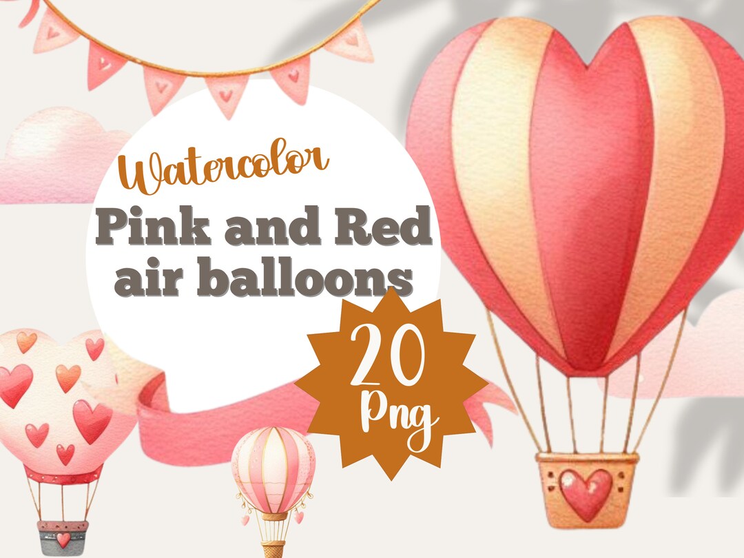 20 Pink Floral Hot Air Balloon Clipart | Pink Floral Png | Hot Air ...