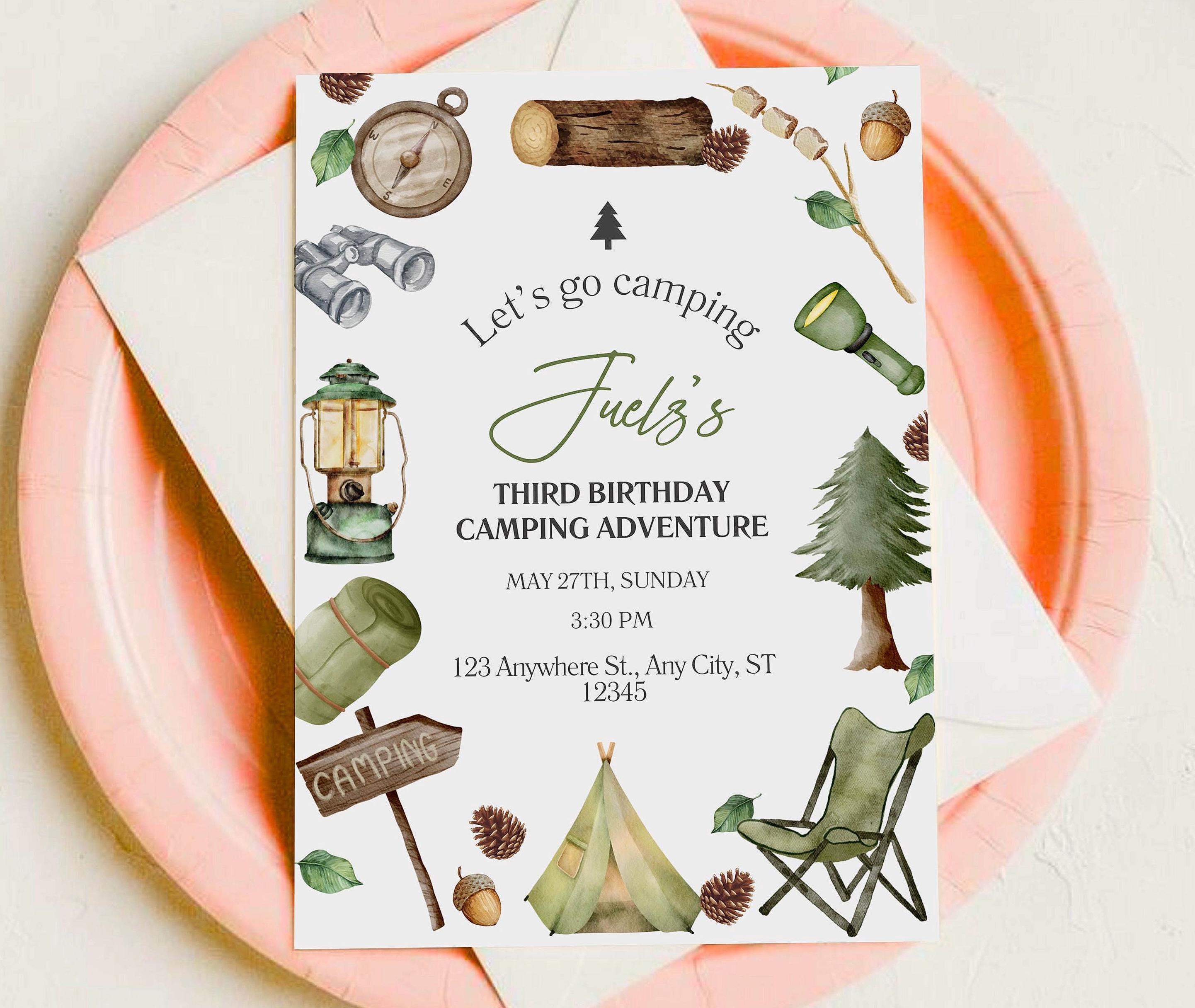 Camping Birthday Digital Invitation | Campout Party Invite | Camping ...