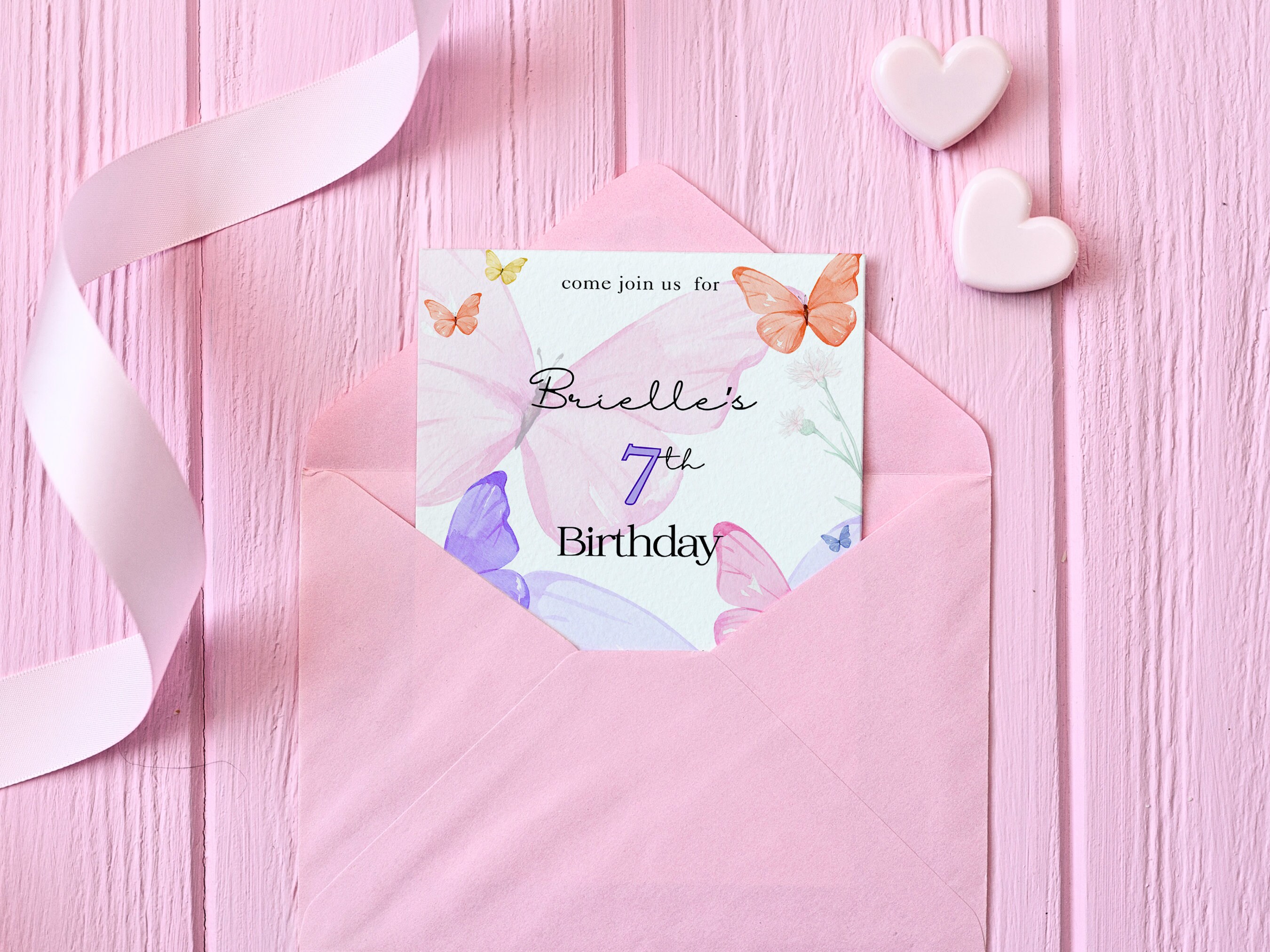 Pastel Butterfly Birthday Invitation - Etsy