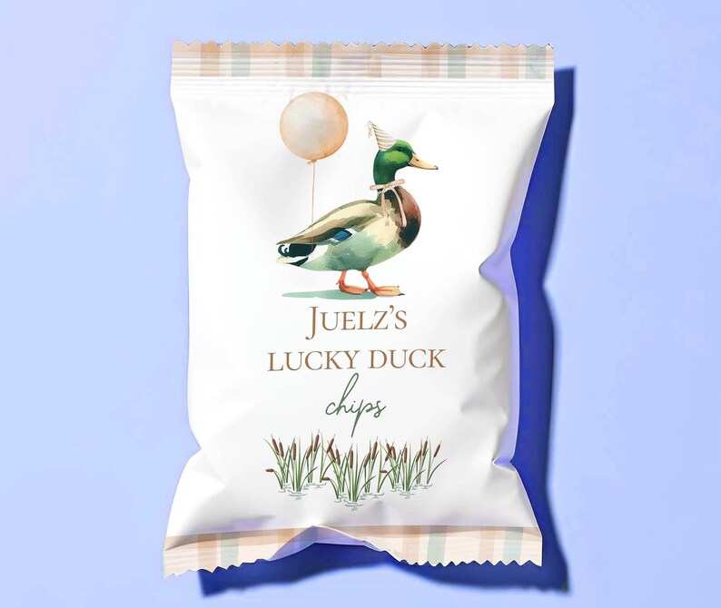 Editable Lucky Duck Chip Bag Template – Duck Birthday Favor Printable ...