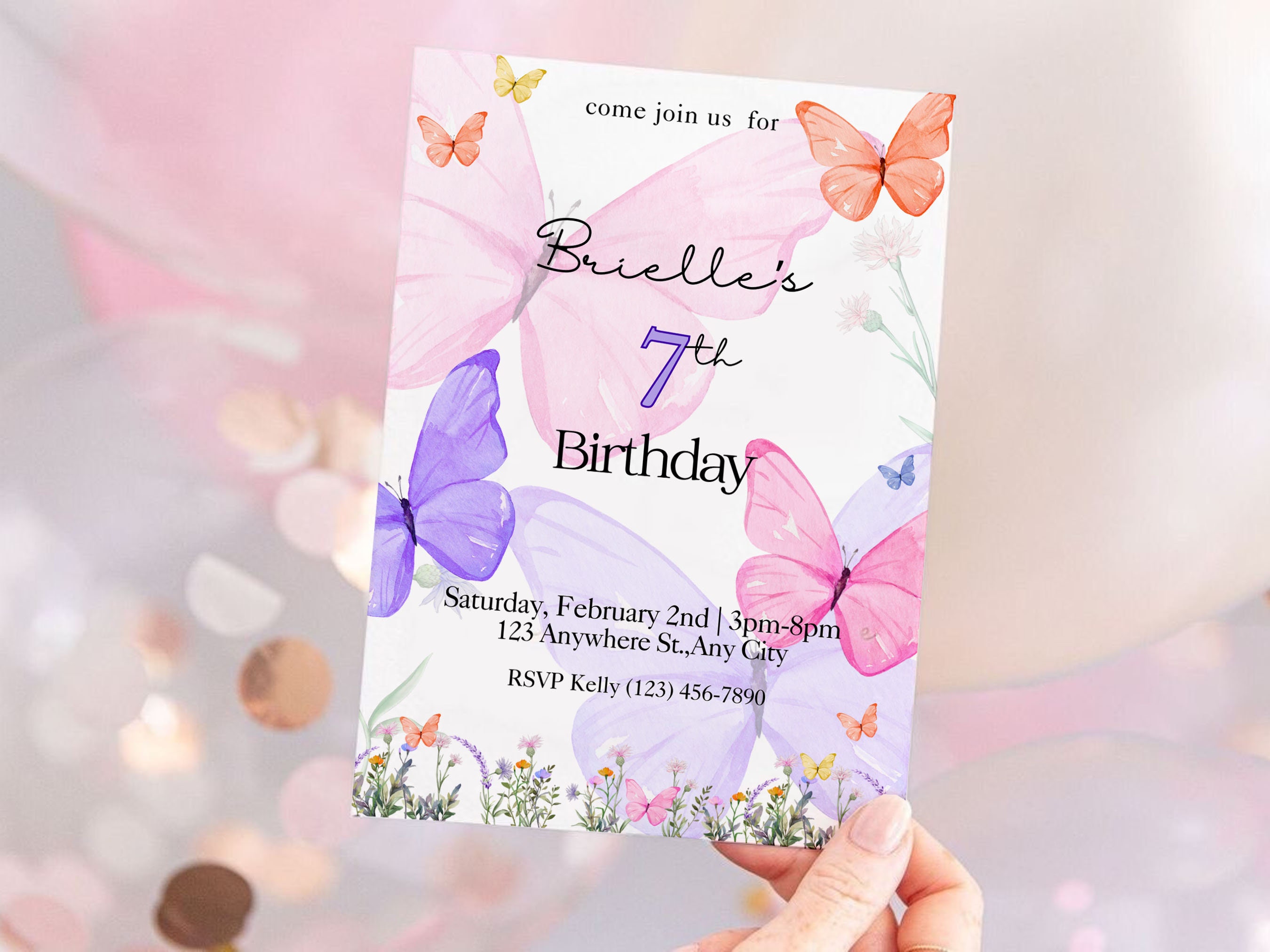 Pastel Butterfly Birthday Invitation - Etsy
