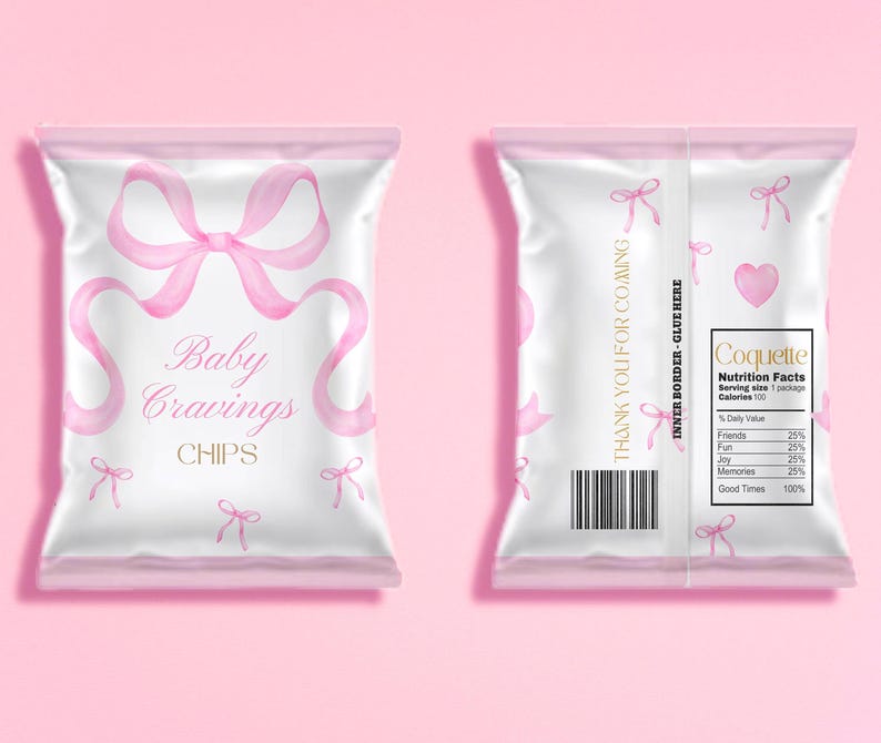 Coquette Baby Shower Editable Bundle | Coquette Chip Bag, Coquette ...