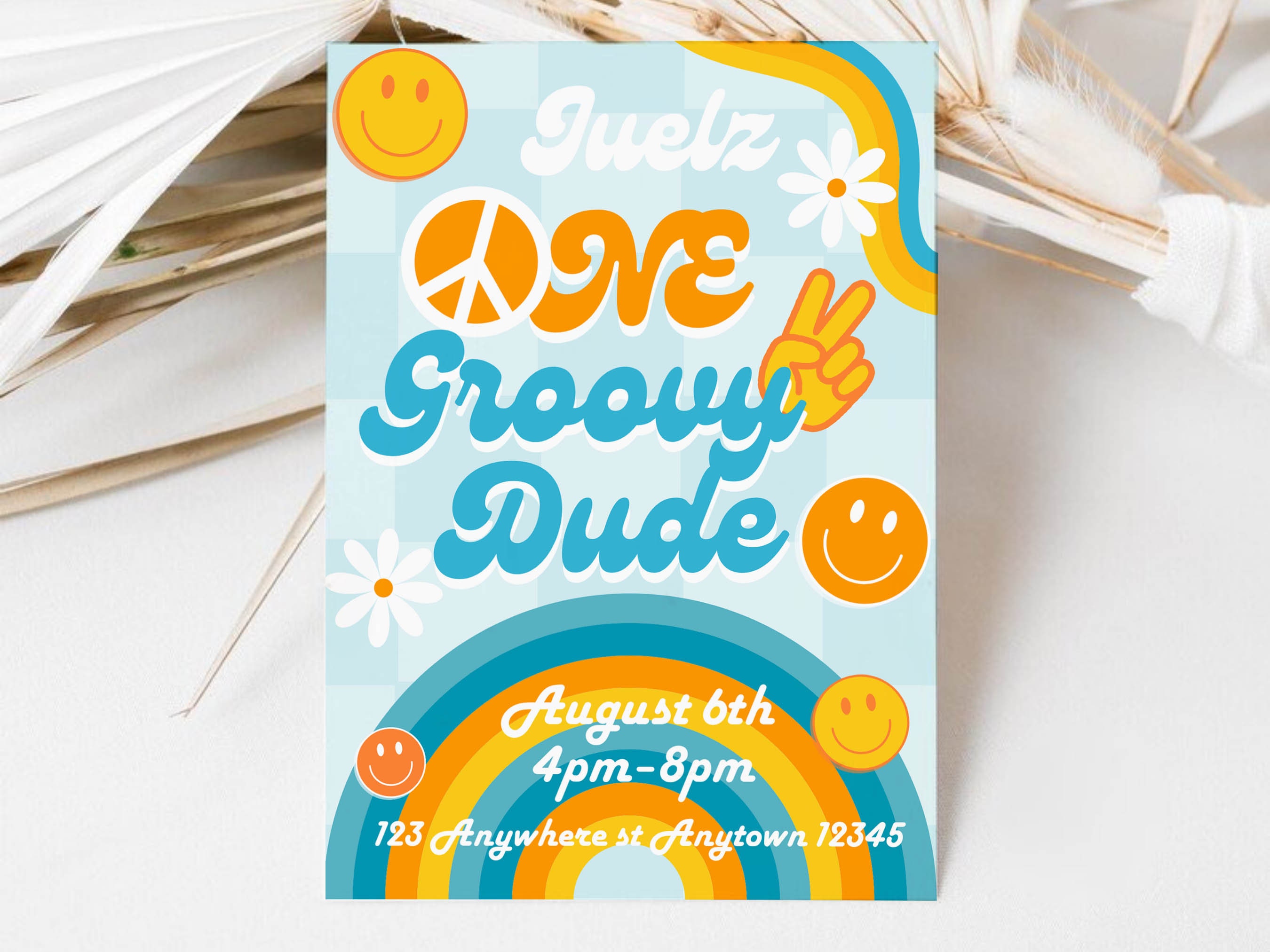 One Groovy Dude Birthday Invitation - Etsy