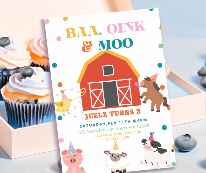 Farm Birthday Invitation, Barn House Birthday Invite - Etsy