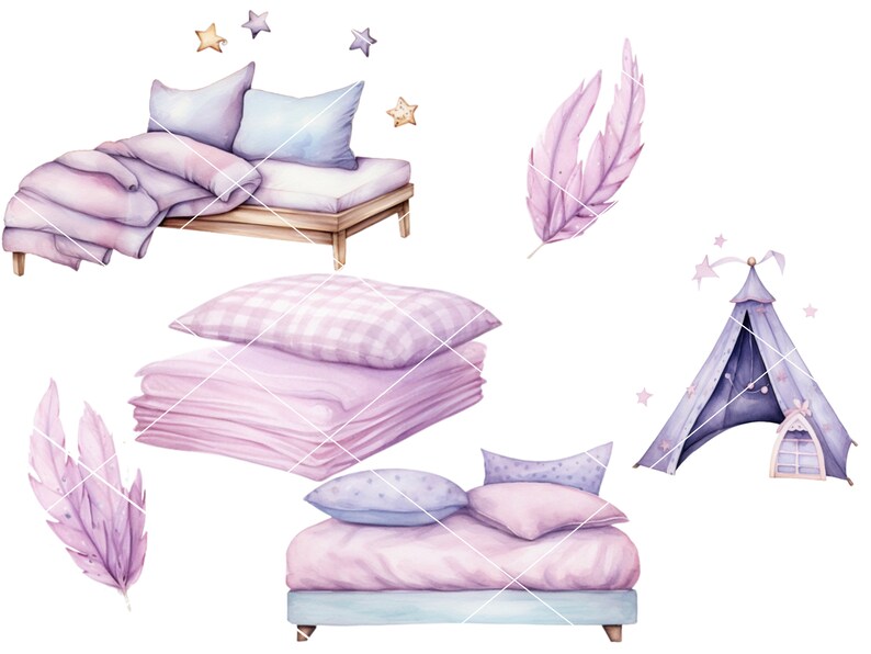 6 Slumber Party Clipart | Sleepover Png - Etsy