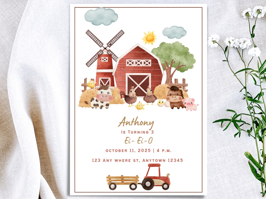 Farm Birthday Invitation Barn House Birthday Invite - Etsy