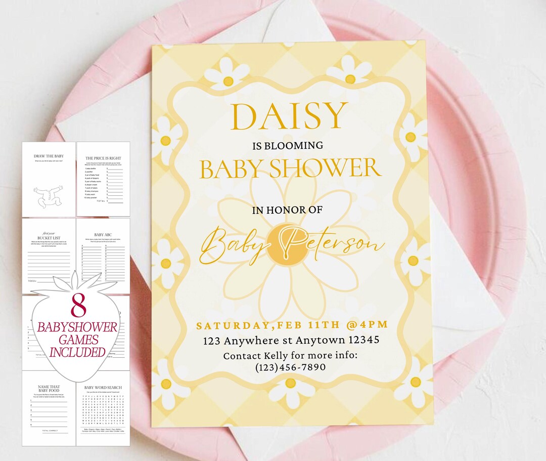 Boho Daisy Baby Shower Invitation | Wildflower Baby Shower | Floral ...
