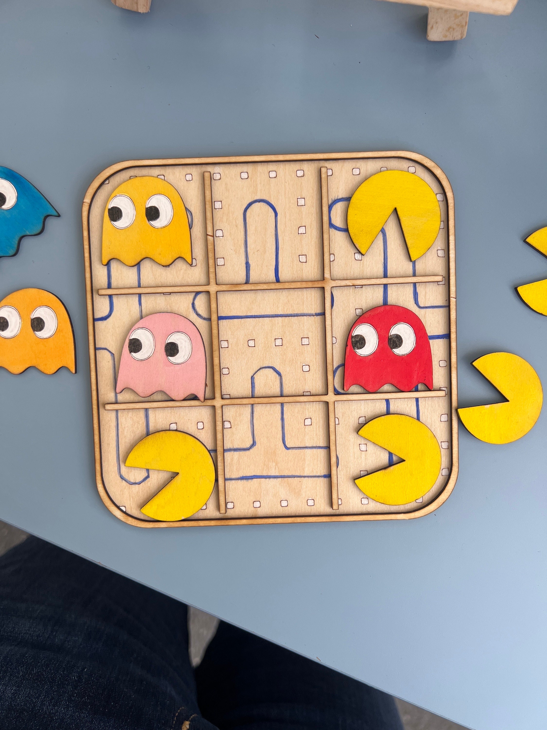 Pacman Tic Tac Toe Wooden Tabletop Game - Etsy