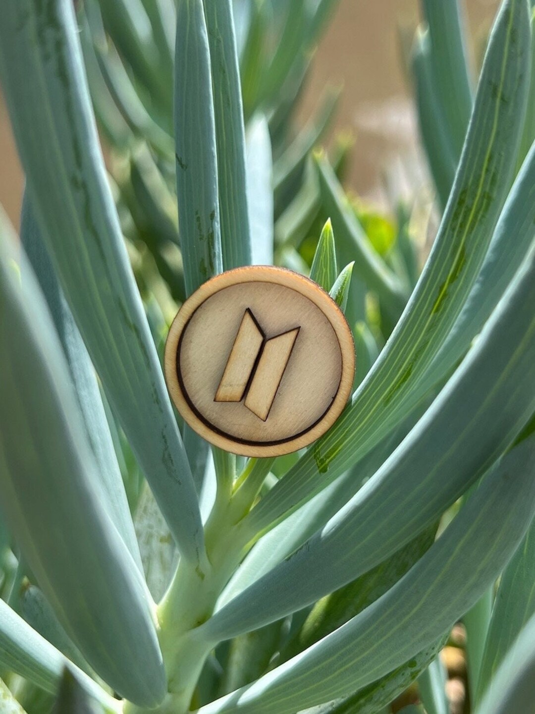 BTS Bangtan Emblem Logo Wooden Pin - Etsy