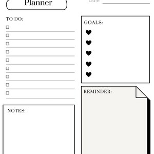 Daily Planner Printable, to Do List, Reminder, Notes, Goals, Instant ...