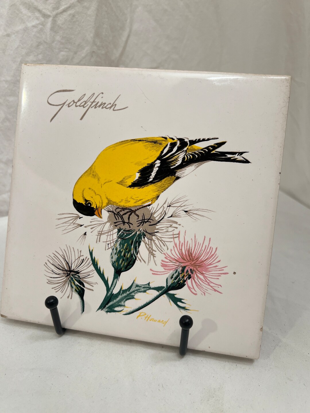 Vintage Goldfinch Hand Decorated Wall Tile / Ceramic - Etsy