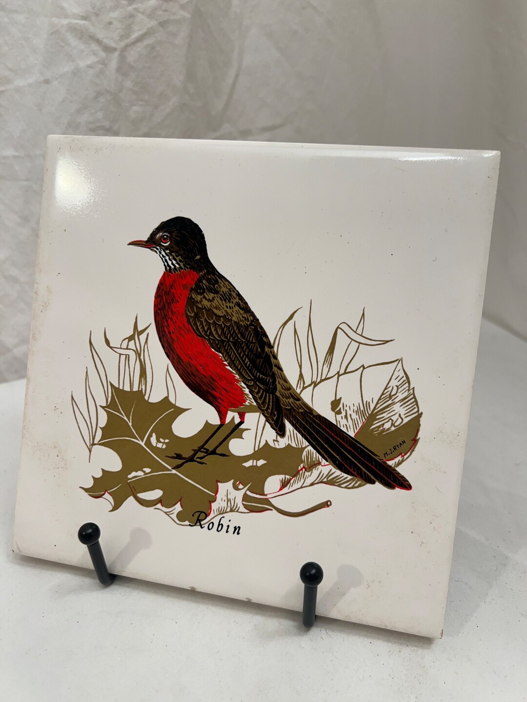 Vintage Robin Hand Decorated Wall Tile / Ceramic Screencraft - Etsy