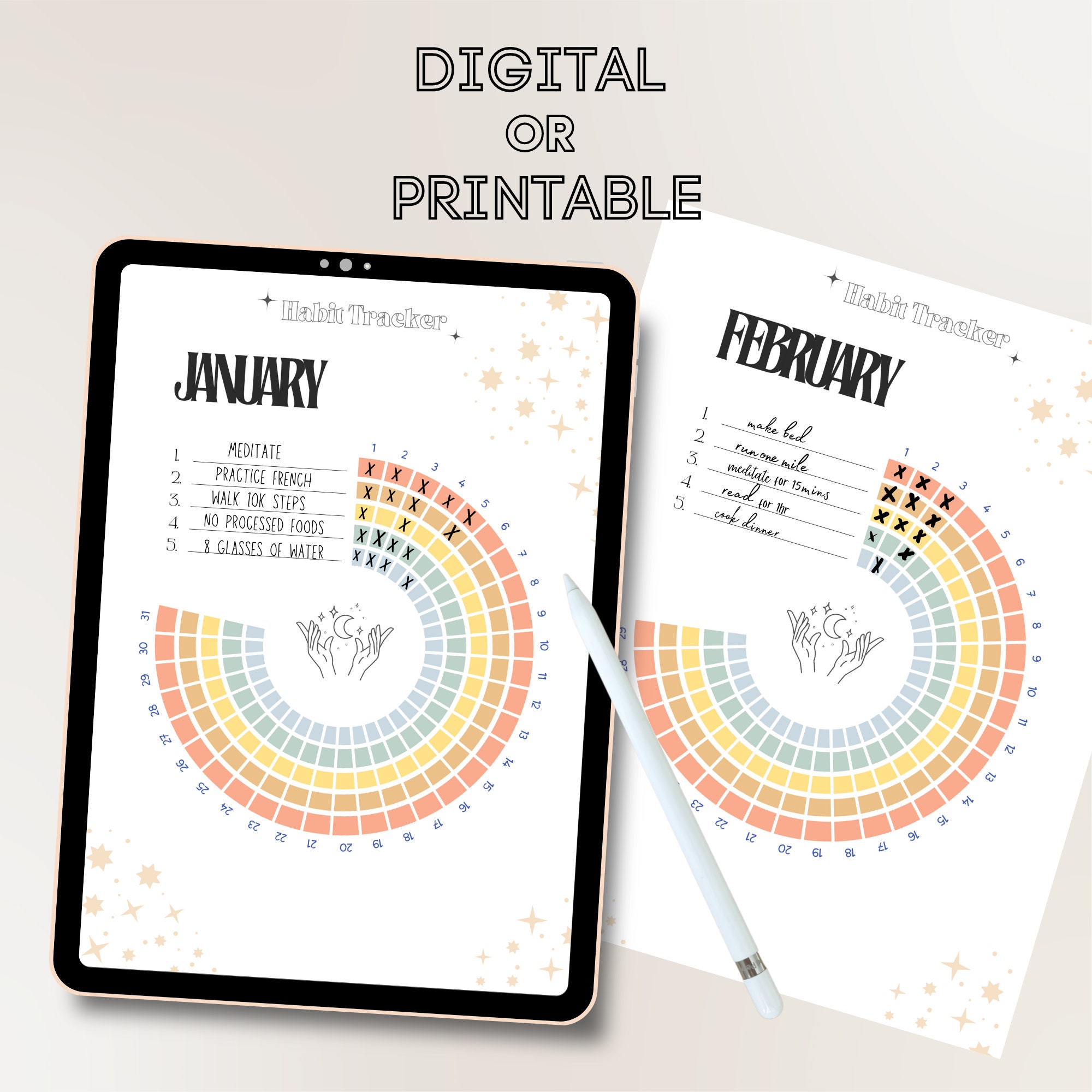 Circle Daily Habit Tracker, Digital Habit Tracker, PDF Printable, Daily ...