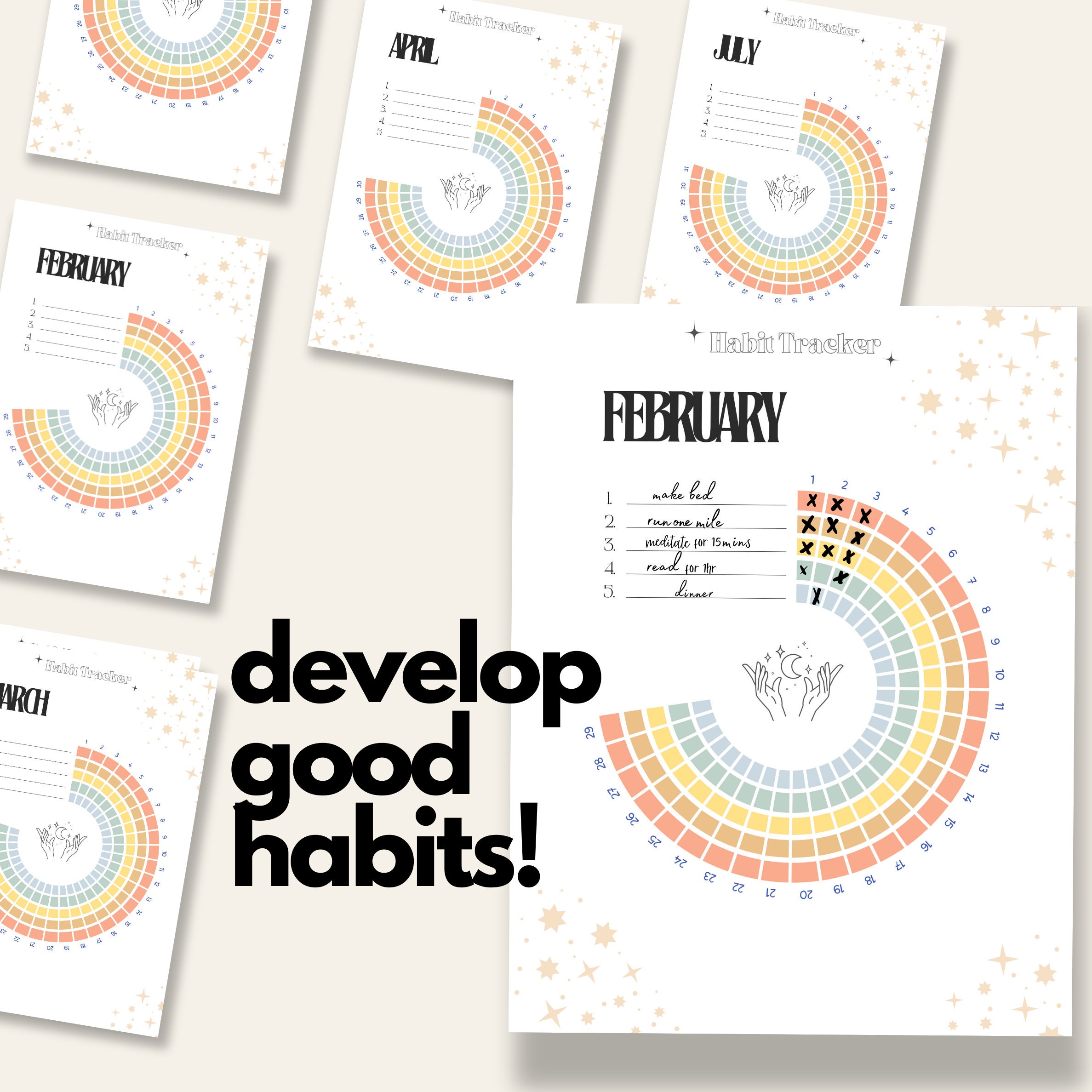 Circle Daily Habit Tracker, Digital Habit Tracker, PDF Printable, Daily ...