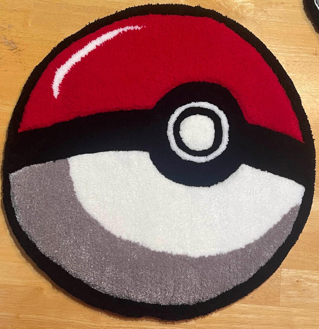 Pokeball Handmade Yarn Tufted Rug - Etsy