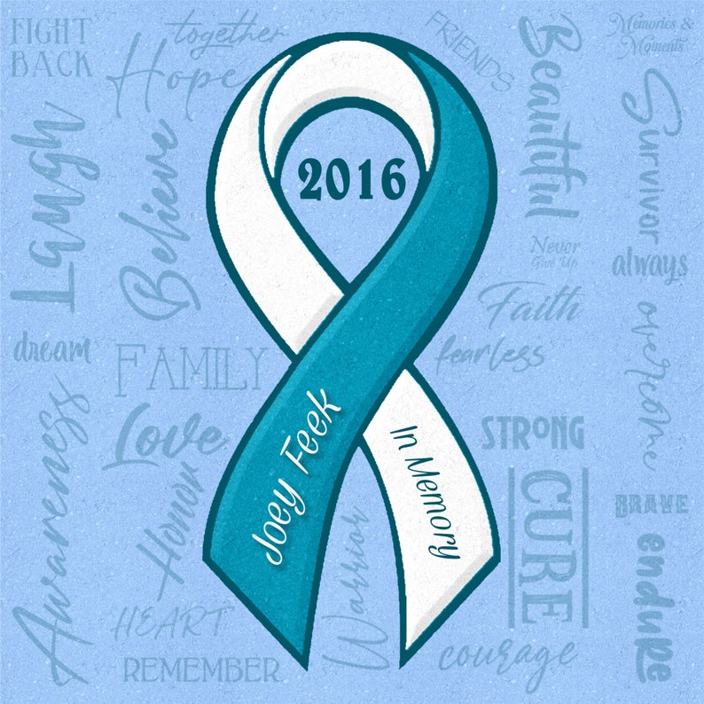 Personalized Teal Cervical Cancer Awareness Ribbon Digital Download ...