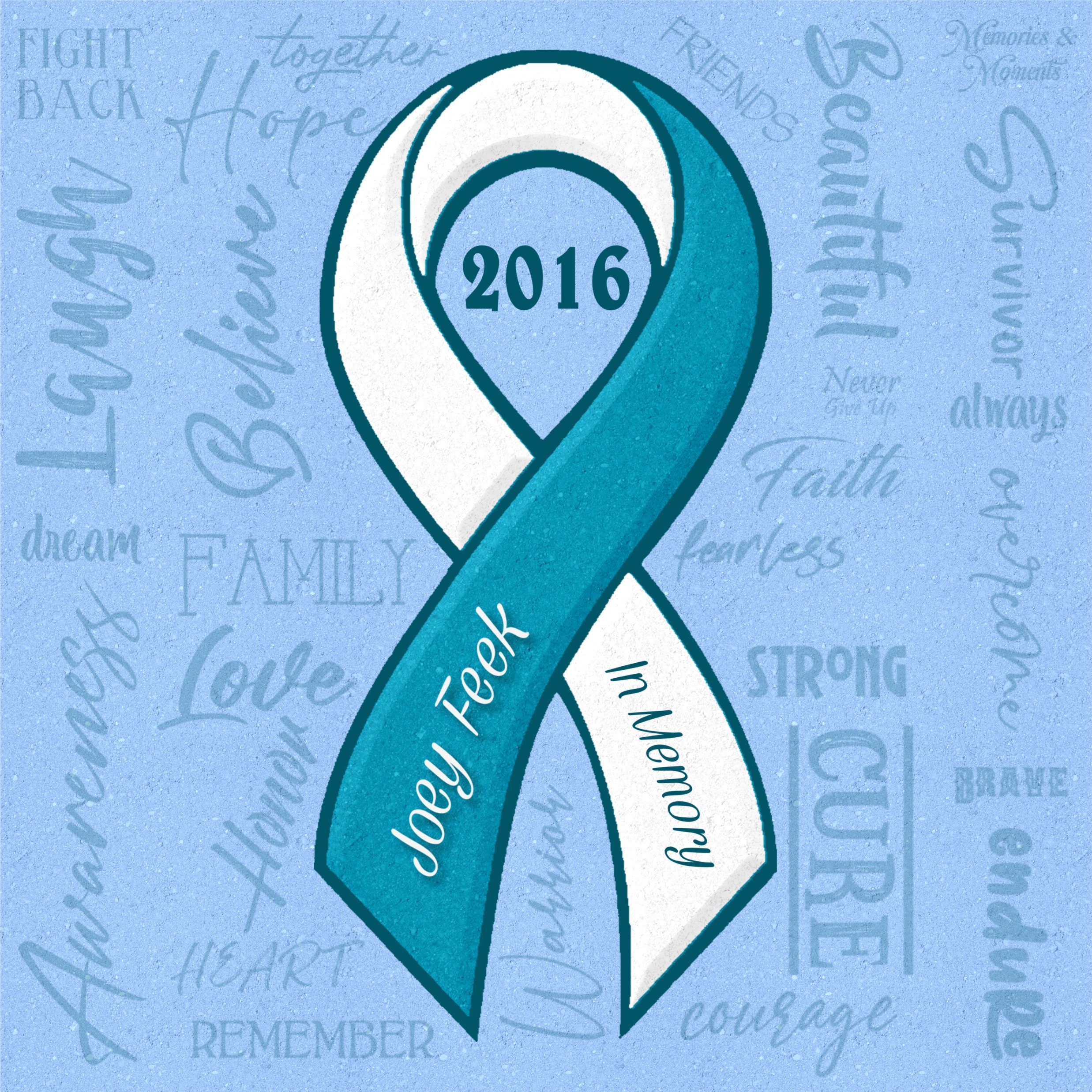 Personalized Teal Cervical Cancer Awareness Ribbon Digital Download ...