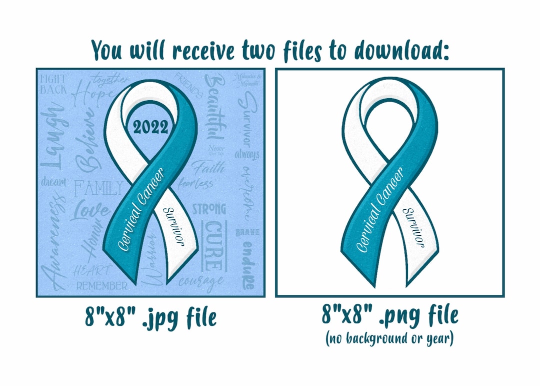 Personalized Teal Cervical Cancer Awareness Ribbon Digital Download ...