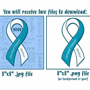 Personalized Teal Cervical Cancer Awareness Ribbon Digital Download ...
