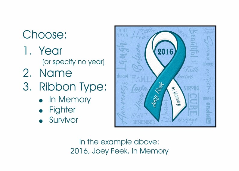 Personalized Teal Cervical Cancer Awareness Ribbon Digital Download ...