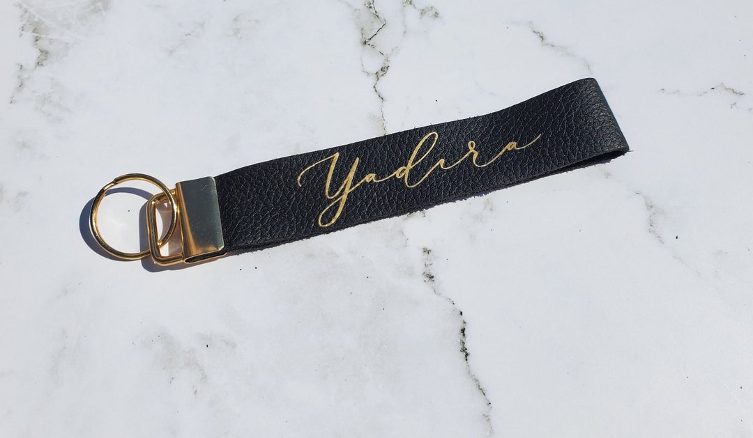 Personalized Leather Keychain Wristlet - Etsy