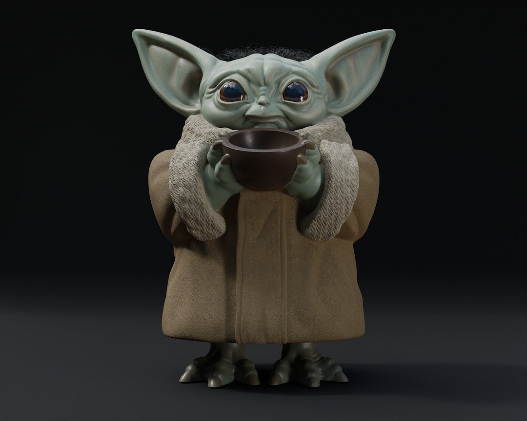 Grogu Standing With a Bowl /// Mandalorian Figure - Etsy UK